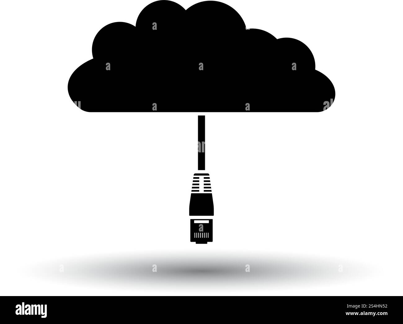 Network Cloud Icon. Black on White Background With Shadow. Vector ...