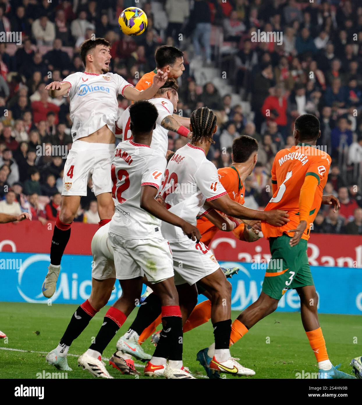 Spanish La Liga EA Sports soccer match Sevilla vs Valencia at Ramon ...