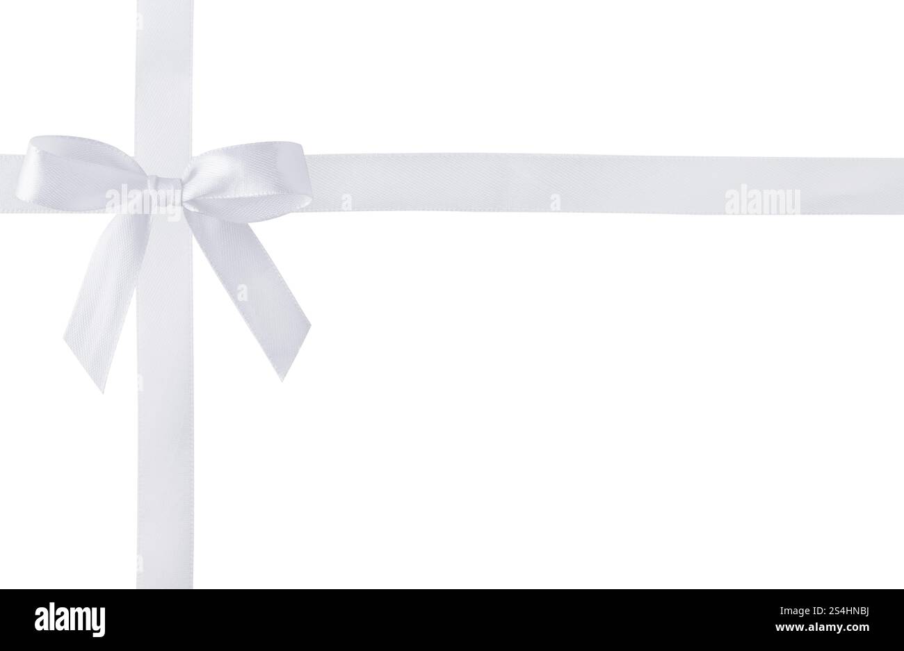 White silk ribbon bow isolated on white background. Satin tied bow for ...