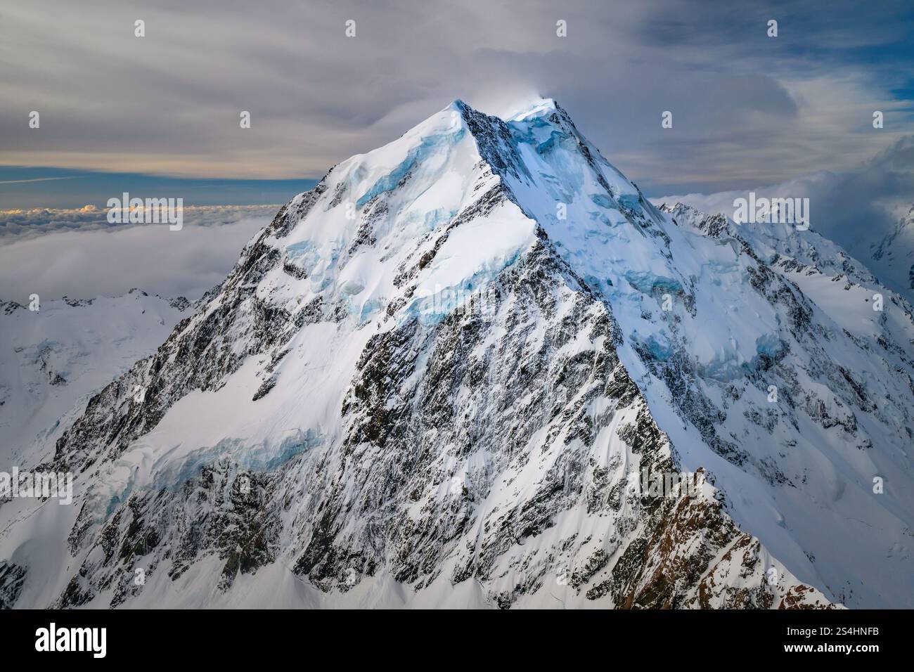 Aerial views of Aoraki/Mount Cook National Park via Helicopter Stock ...