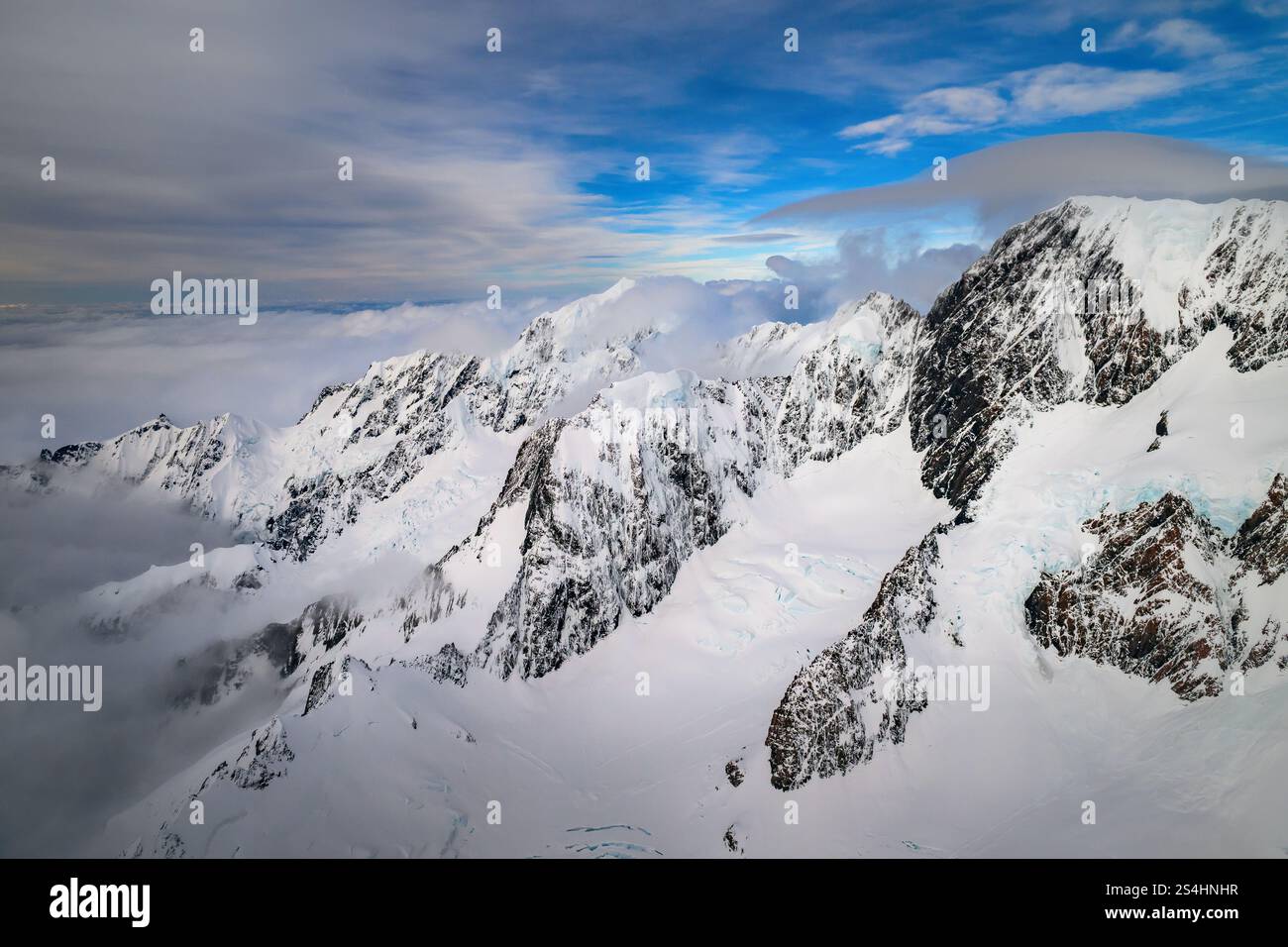 Aerial views of Aoraki/Mount Cook National Park via Helicopter Stock ...