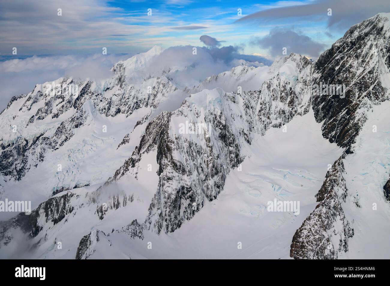 Aerial views of Aoraki/Mount Cook National Park via Helicopter Stock ...