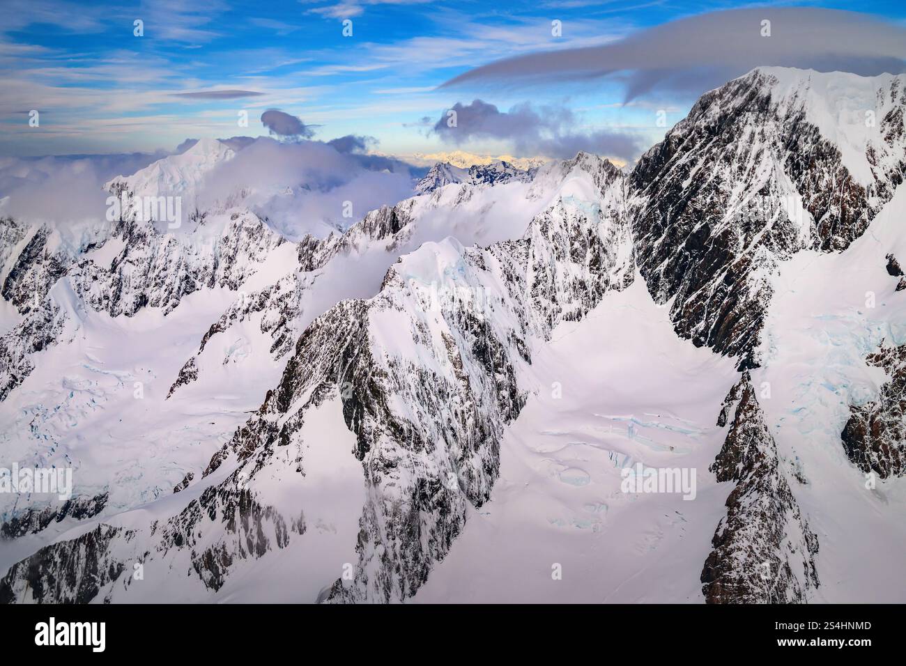 Aerial views of Aoraki/Mount Cook National Park via Helicopter Stock ...