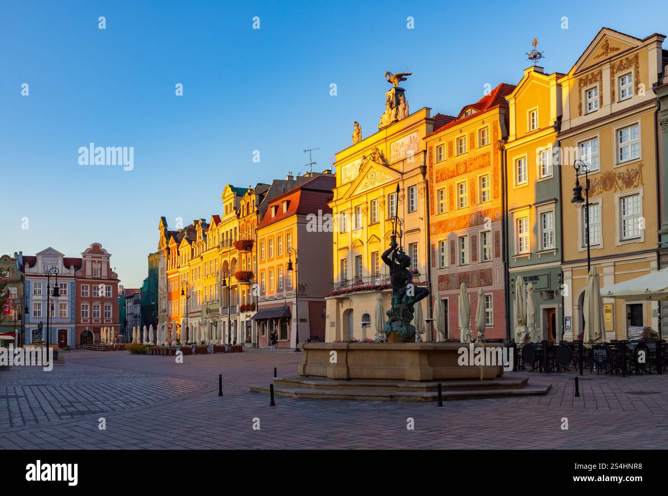 A picture of the Poznan Old Market Square at sunrise, with the Mars ...