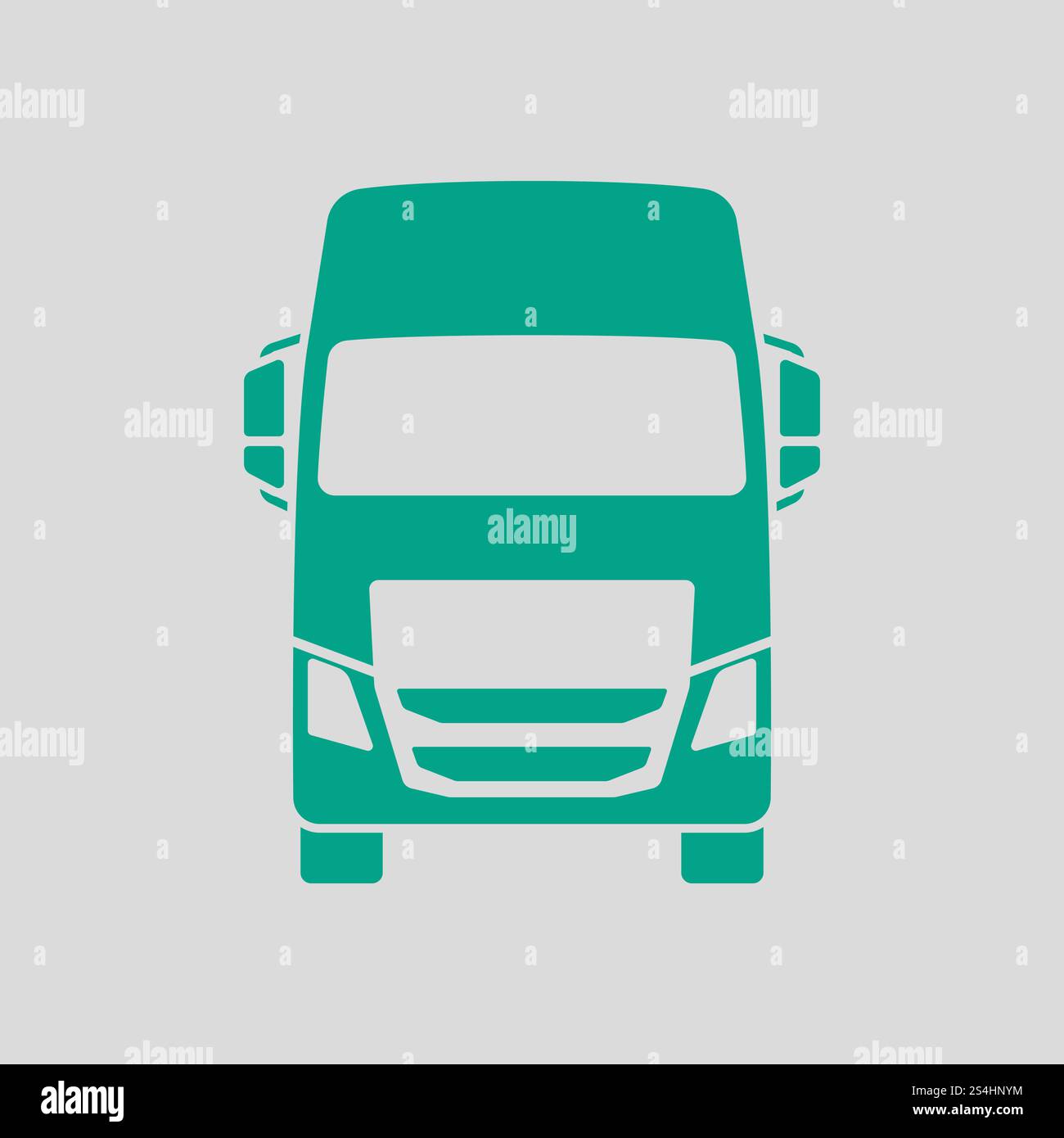Truck Icon Front View. Green on Gray Background. Vector Illustration ...