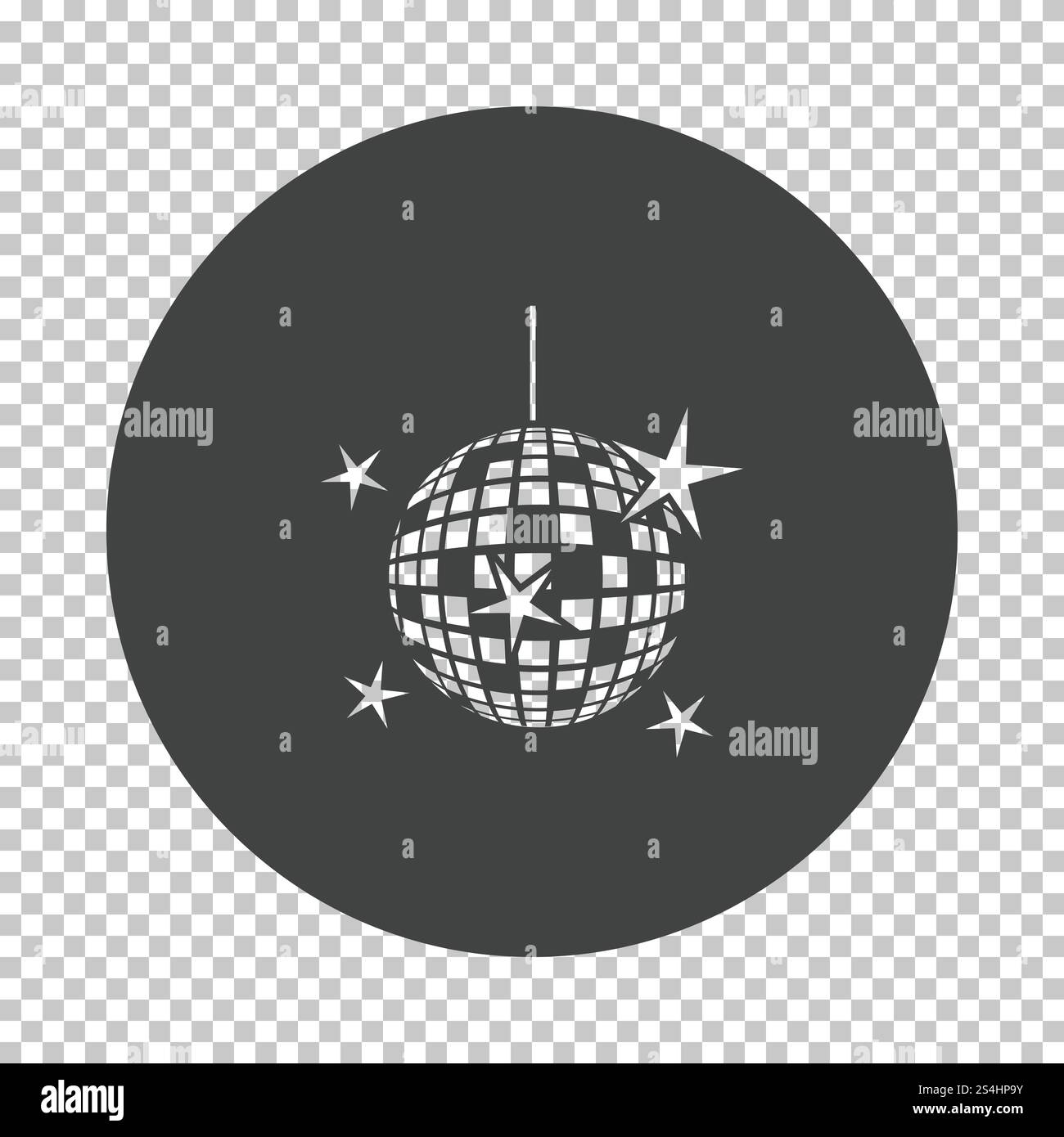 Night clubs disco sphere icon. Subtract stencil design on tranparency ...
