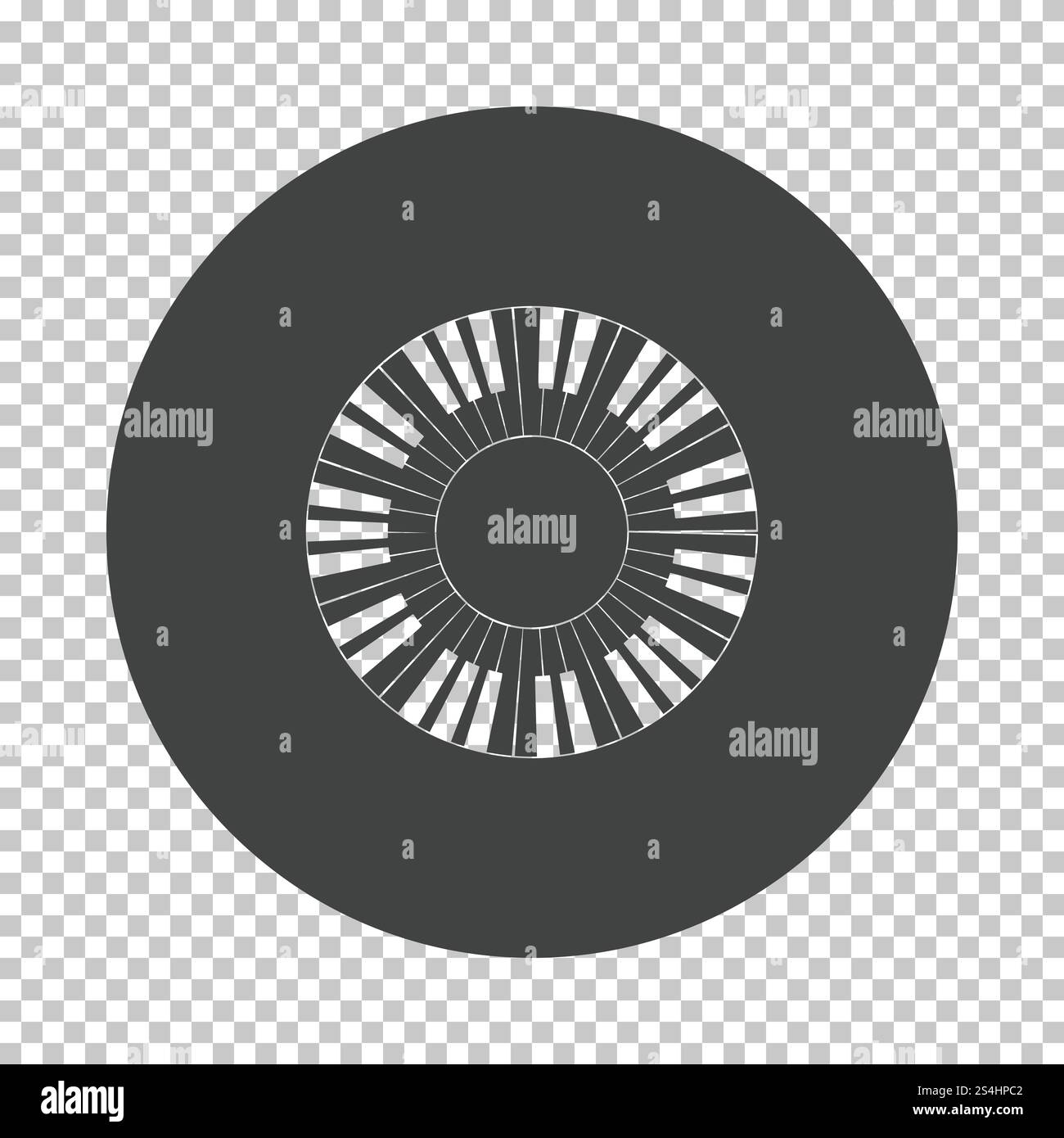 Piano circle keyboard icon. Subtract stencil design on tranparency grid ...