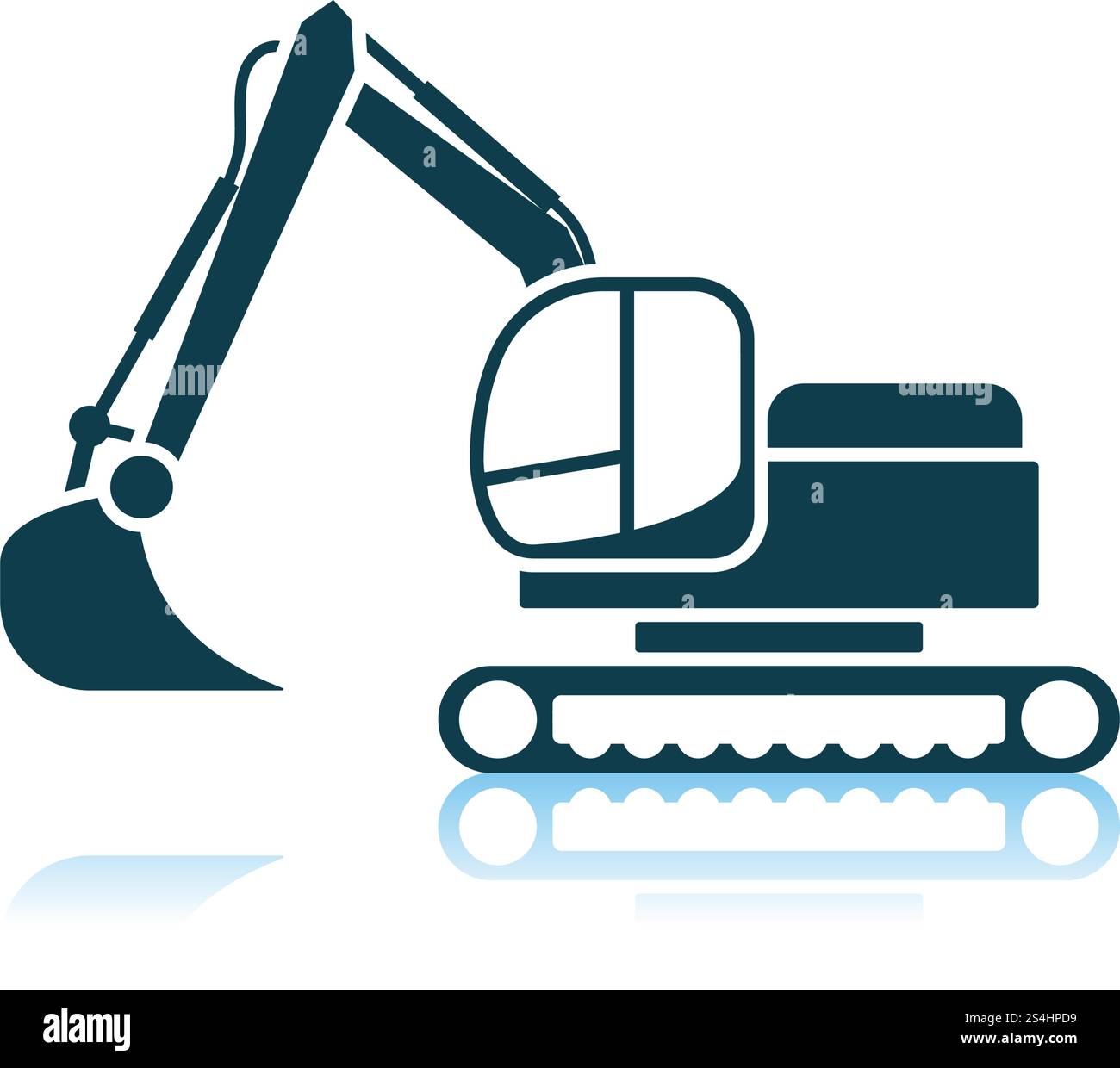 Icon Of Construction Bulldozer. Shadow Reflection Design. Vector ...