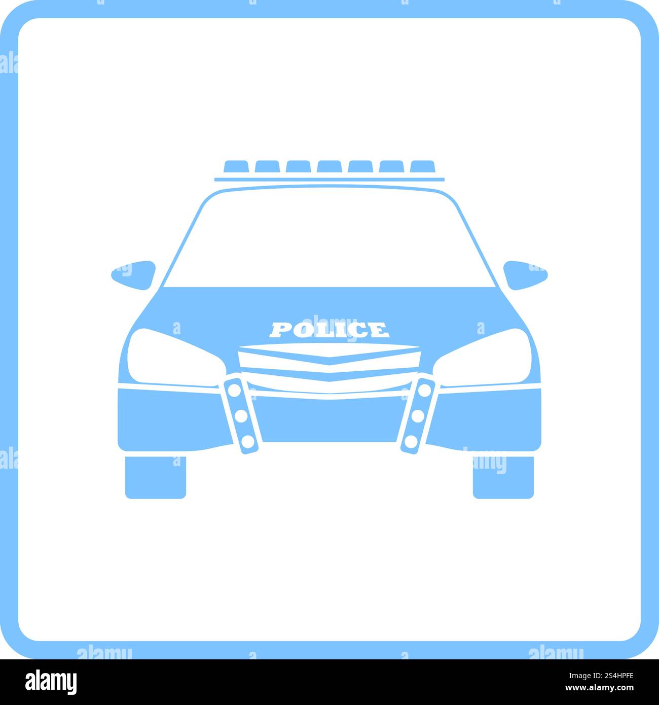 Police Icon Front View. Blue Frame Design. Vector Illustration Stock ...