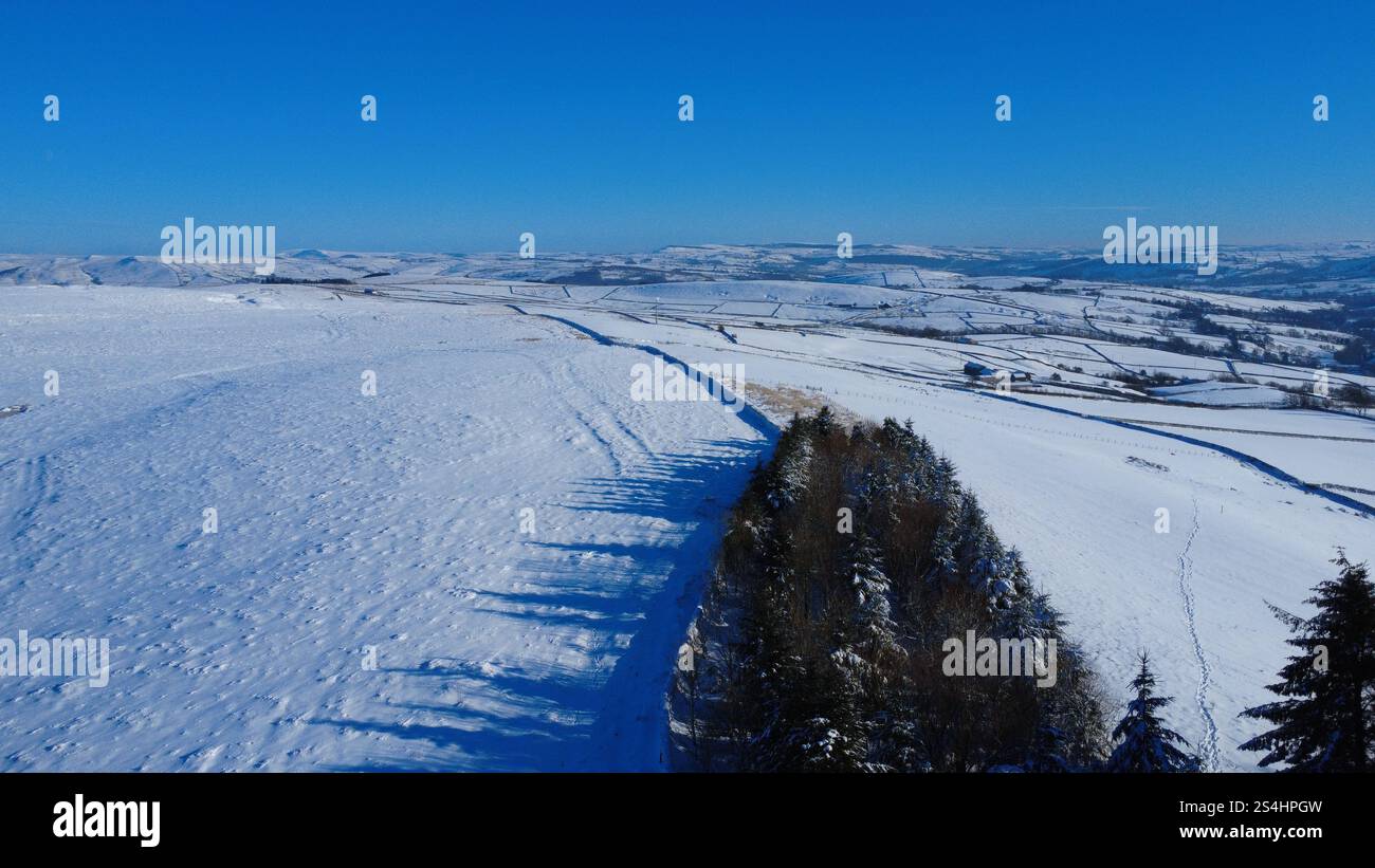 Snowy Winter Wonderland Over the village of Lothersdale, The Yorkshire ...