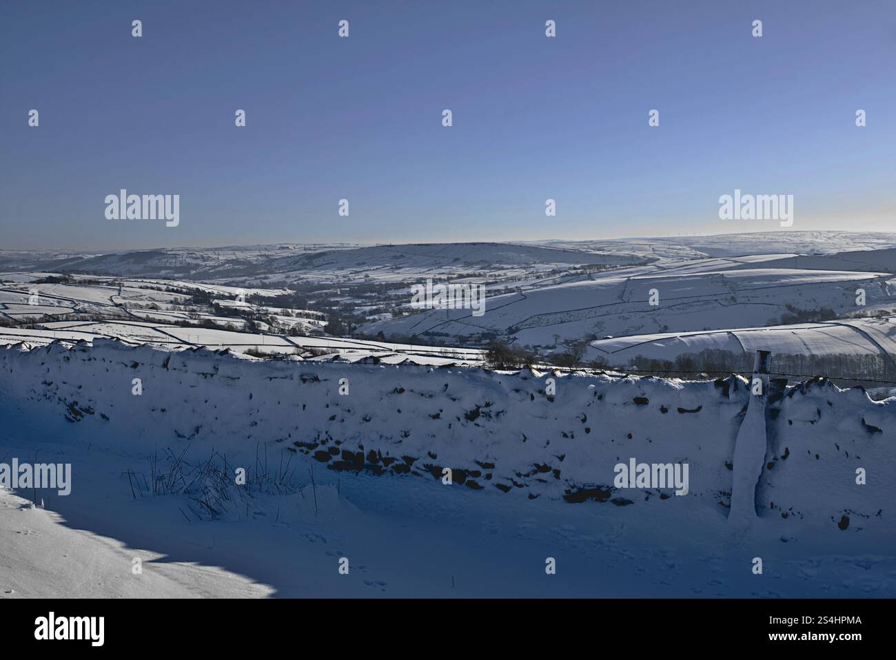 Snowy Winter Wonderland Over the village of Lothersdale, The Yorkshire ...