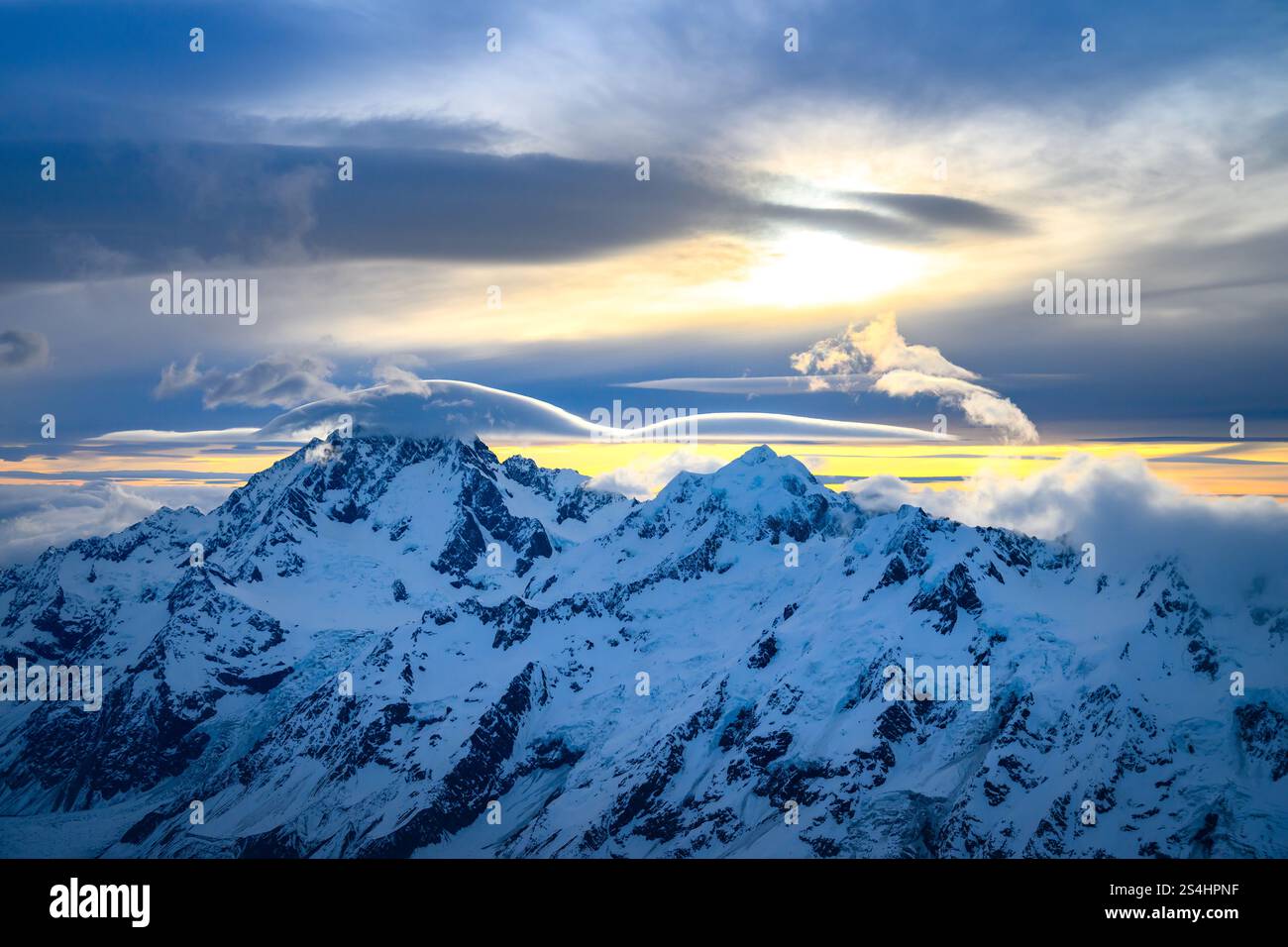 Aerial views of Aoraki/Mount Cook National Park via Helicopter Stock ...