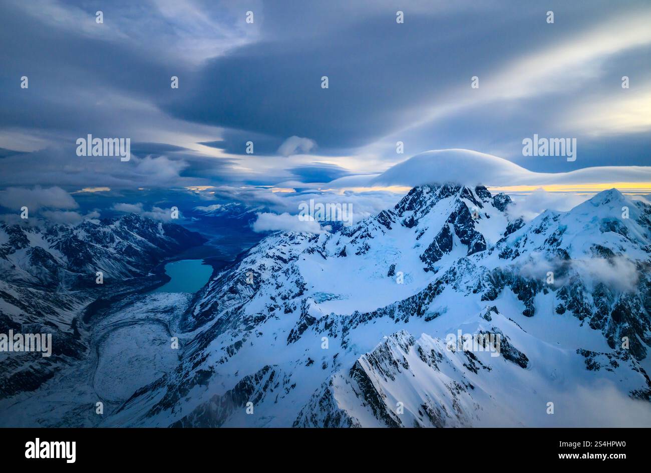 Aerial views of Aoraki/Mount Cook National Park via Helicopter Stock ...