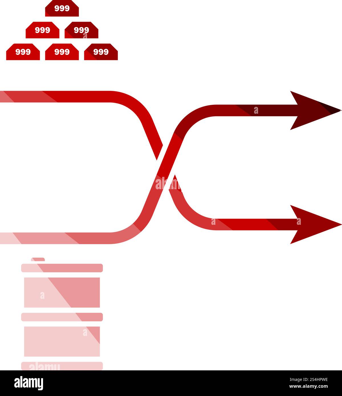 Gold And Oil Comparison Chart Icon. Flat Color Ladder Design. Vector ...
