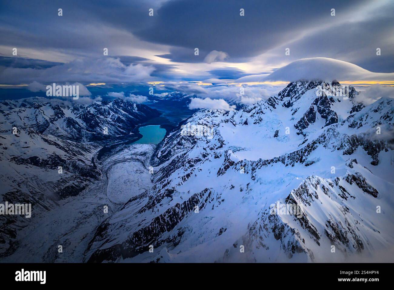 Aerial views of Aoraki/Mount Cook National Park via Helicopter Stock ...