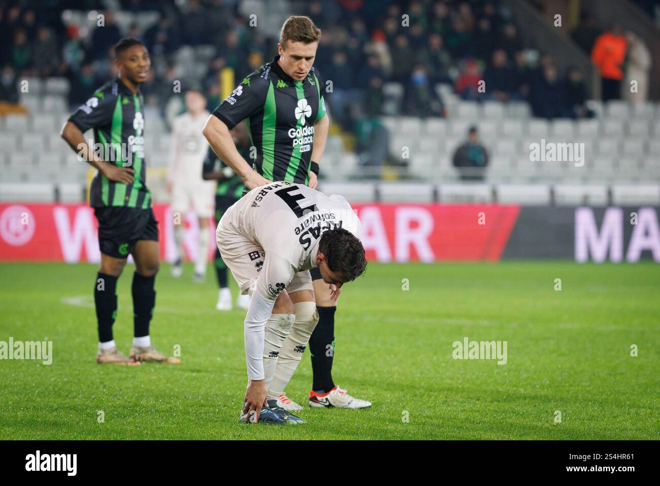 Brugge, Belgium. 12th Jan, 2025. Mechelen's Jose Marsa and Cercle's ...