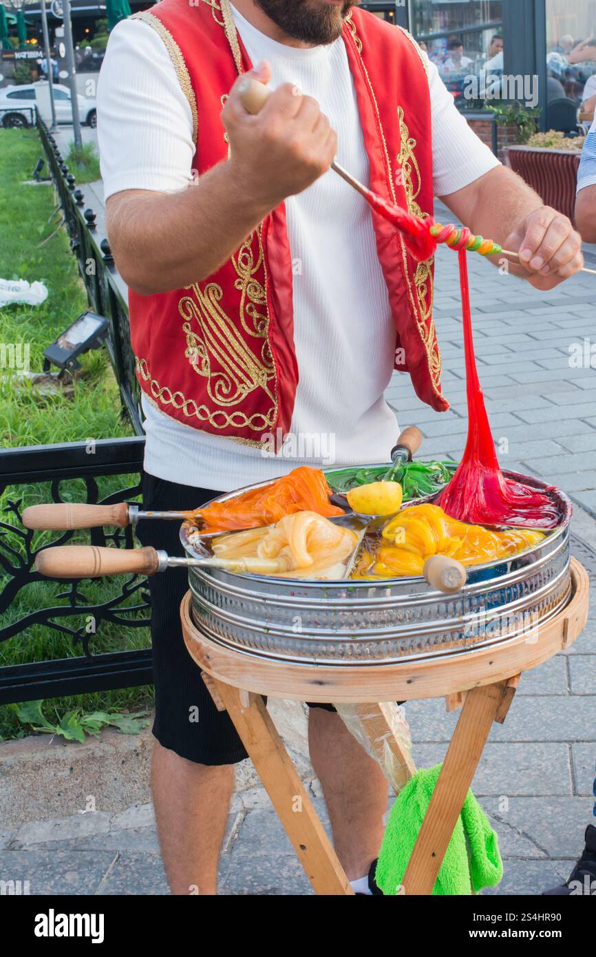 Macun (soft, sweet and colorful Turkish toffee paste ) in traditional ...