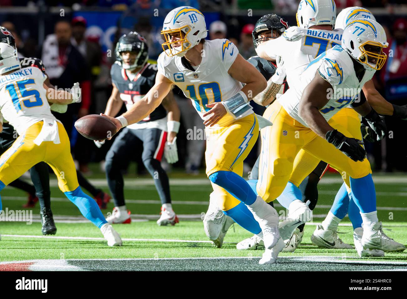 Houston, TX, USA. 11th Jan, 2025. Los Angeles Chargers quarterback ...