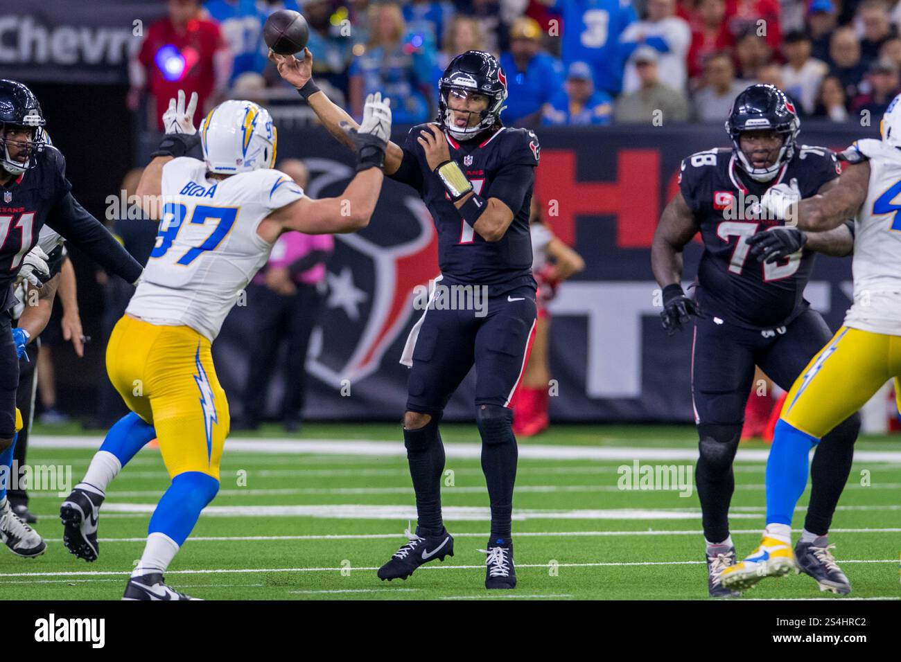 January 11, 2025: Houston Texans quarterback C.J. Stroud (7) throws a ...