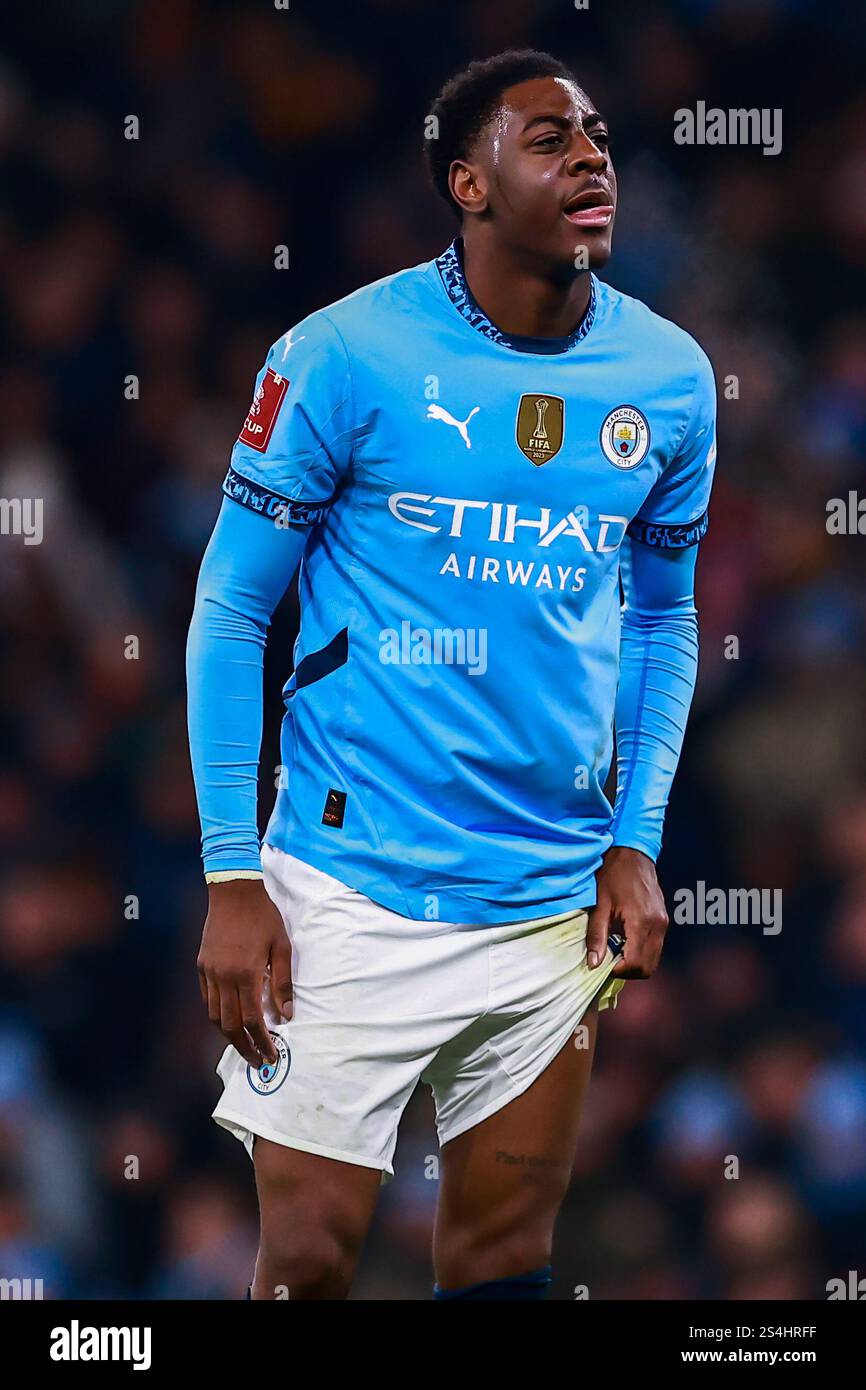 Manchester, UK. 11th Jan, 2025. Divin Mubama of Manchester City during ...