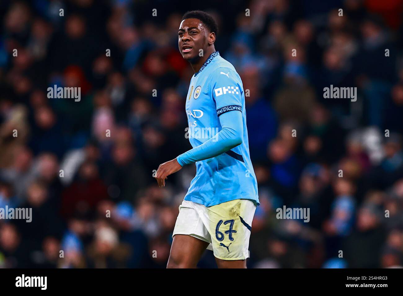 Manchester, UK. 11th Jan, 2025. Divin Mubama of Manchester City during ...