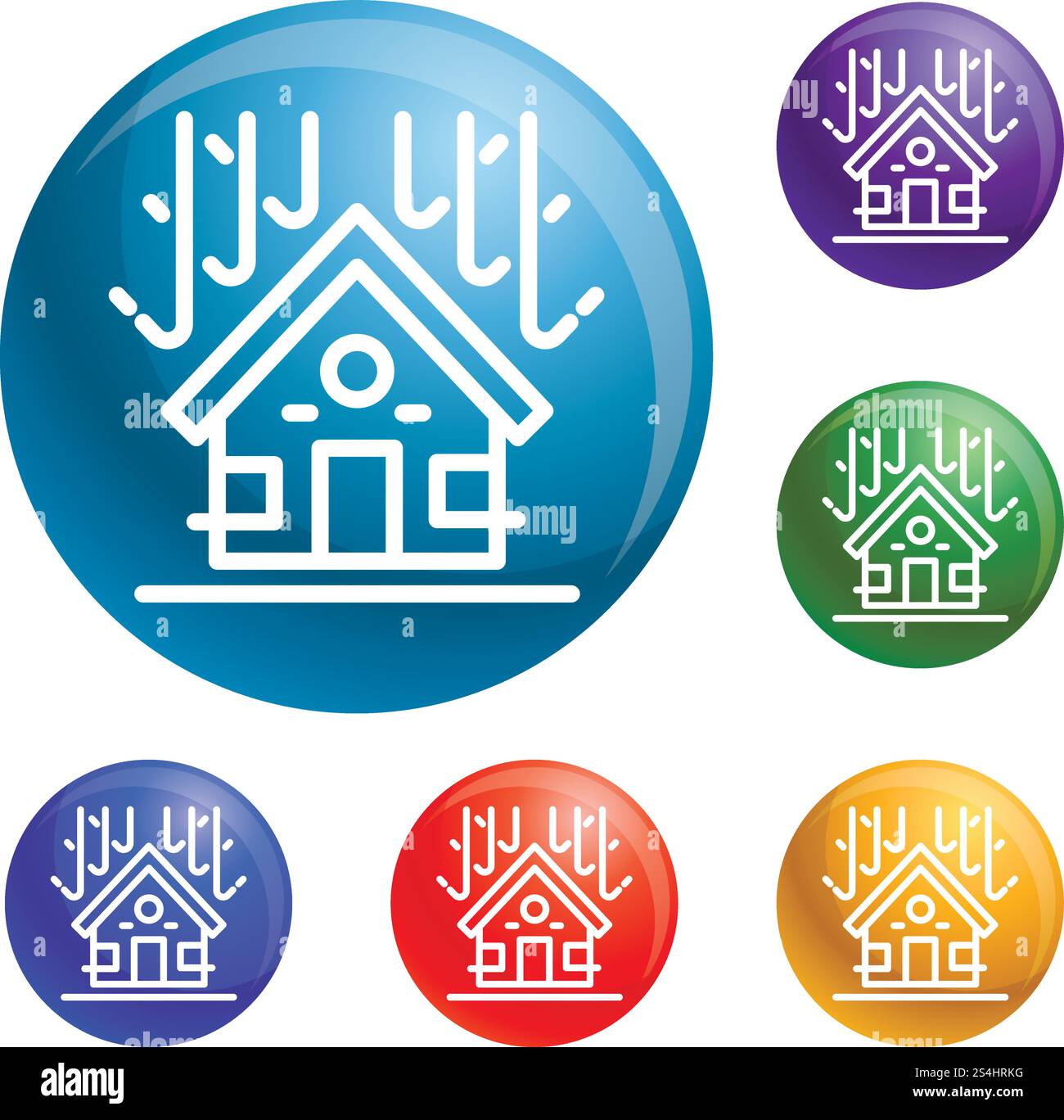 Protected house roof icons set vector 6 color isolated on white background. Protected house roof ...