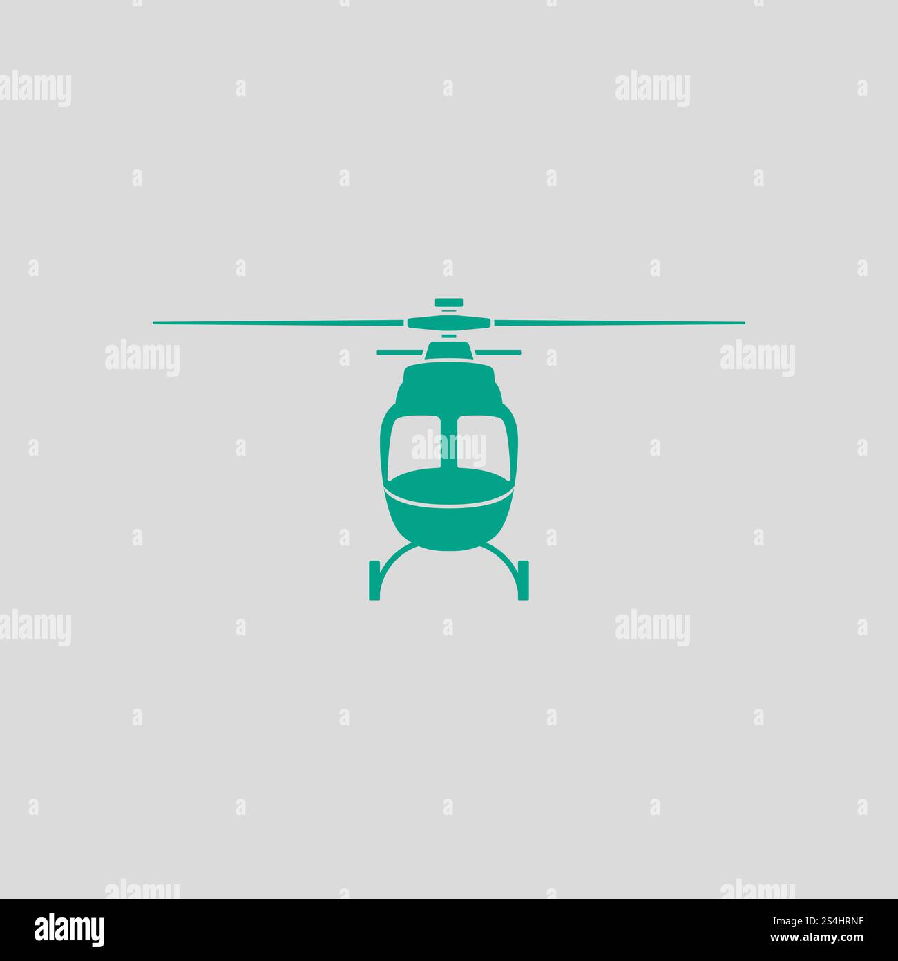 Helicopter Icon Front View. Green on Gray Background. Vector ...