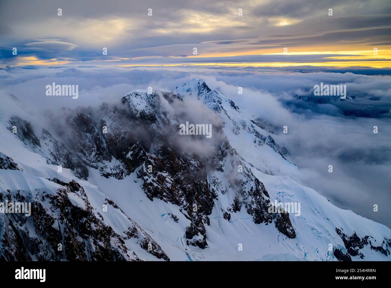 Aerial views of Aoraki/Mount Cook National Park via Helicopter Stock ...