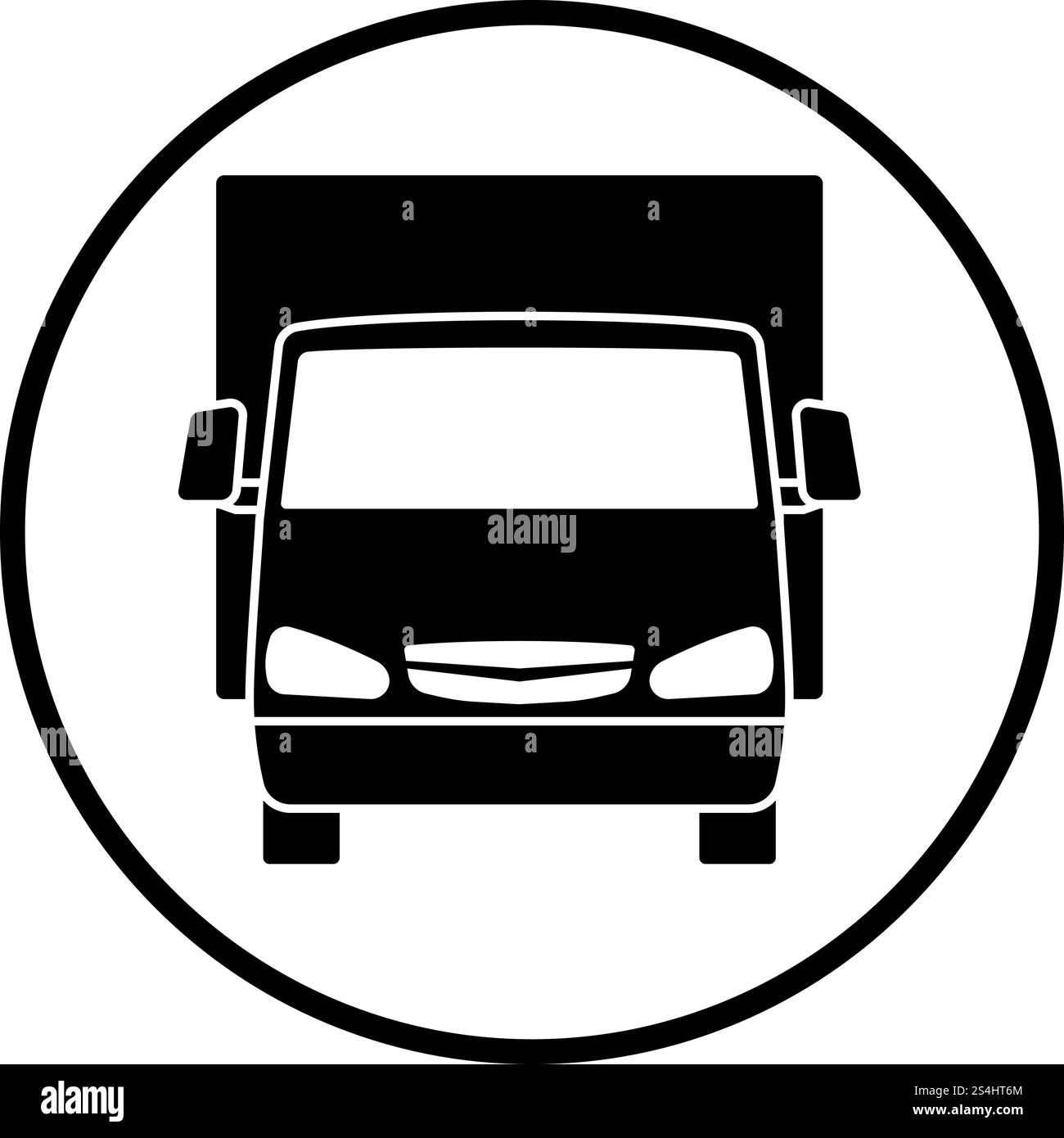 Van truck icon front view. Thin Circle Stencil Design. Vector ...