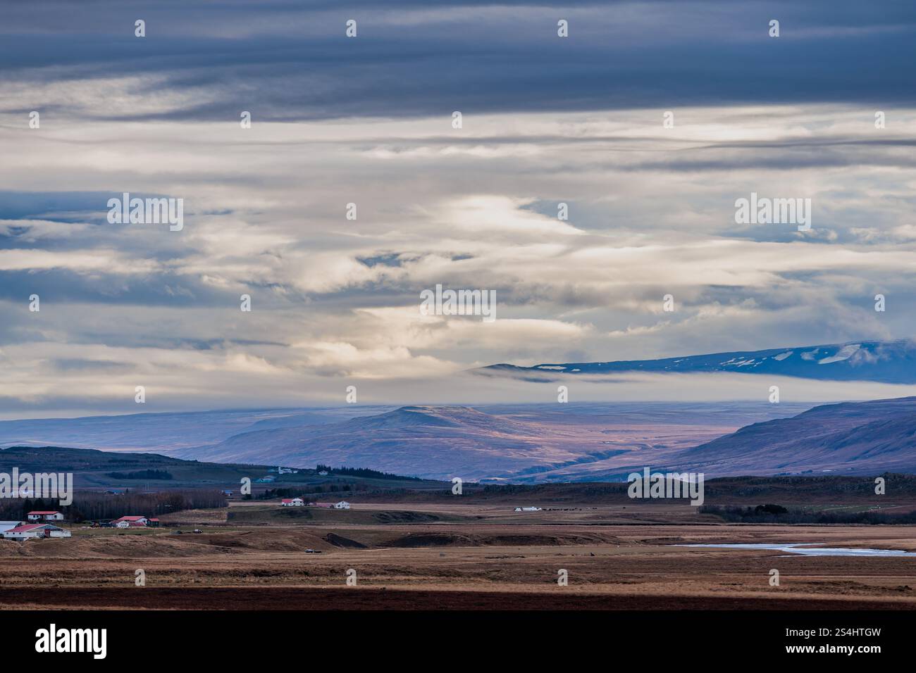 Landscape around the town of Borgarnes in the west of Iceland in the ...