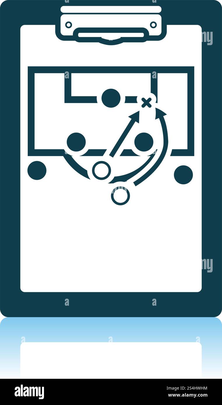 Soccer Coach Tablet With Scheme Of Game Icon. Shadow Reflection Design ...