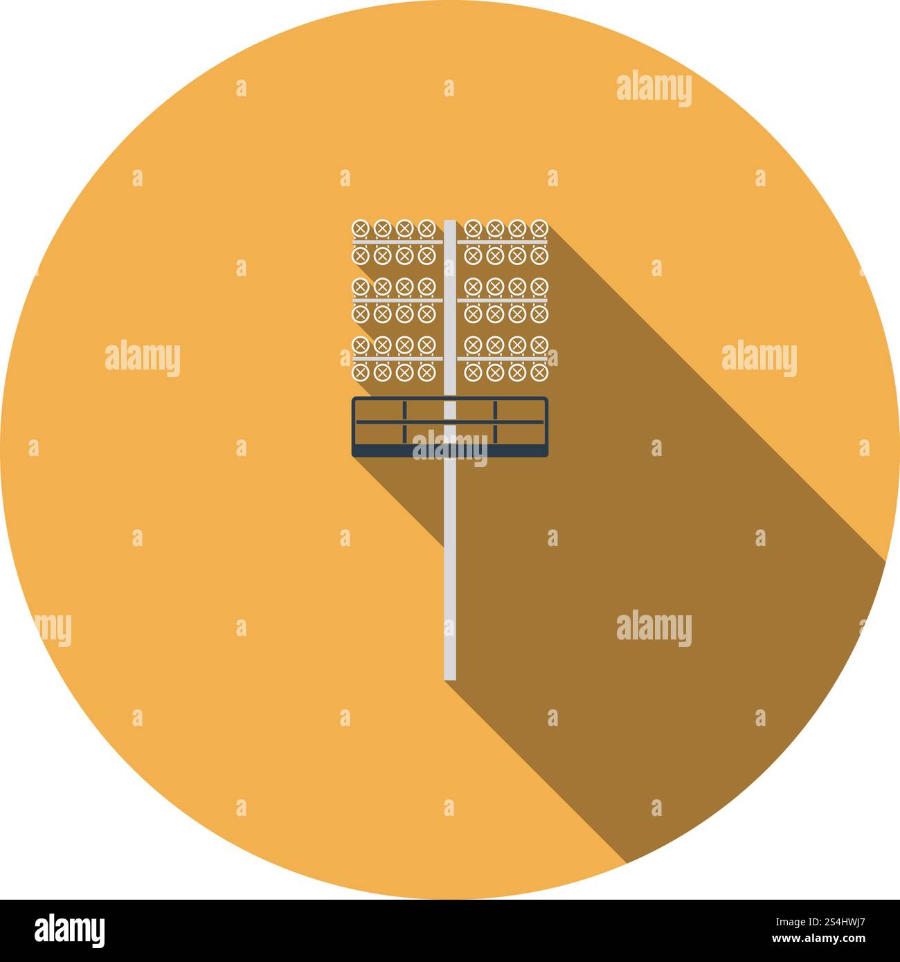 Soccer Light Mast Icon. Flat Circle Stencil Design With Long Shadow ...