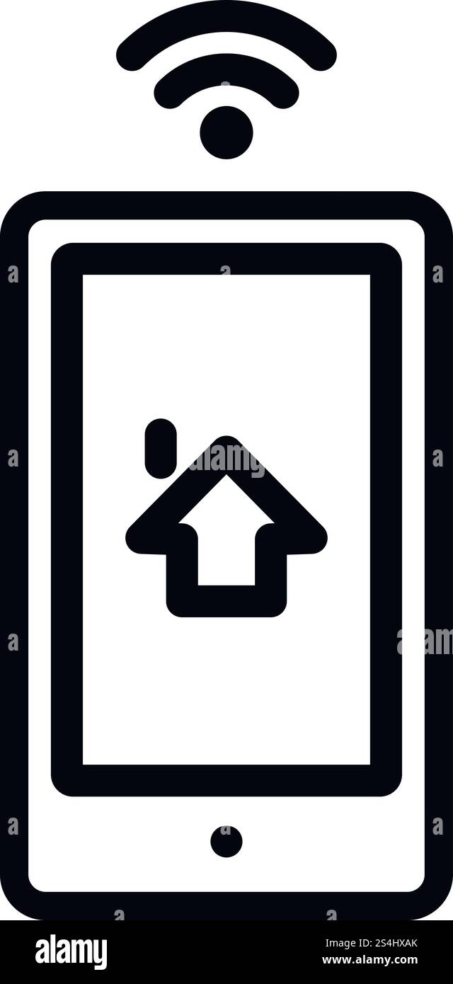 Smartphone house control icon. Outline smartphone house control vector ...