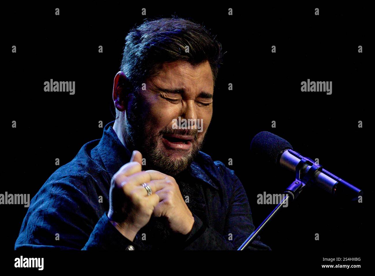 The singer Miguel Poveda during a concert at the Teatro Circo Price, on ...