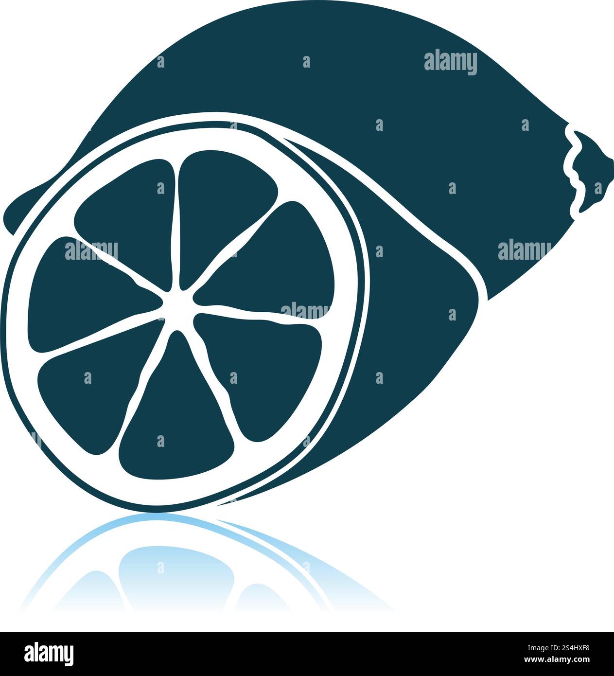 Lemon Icon On Gray Background. Shadow Reflection Design. Vector ...