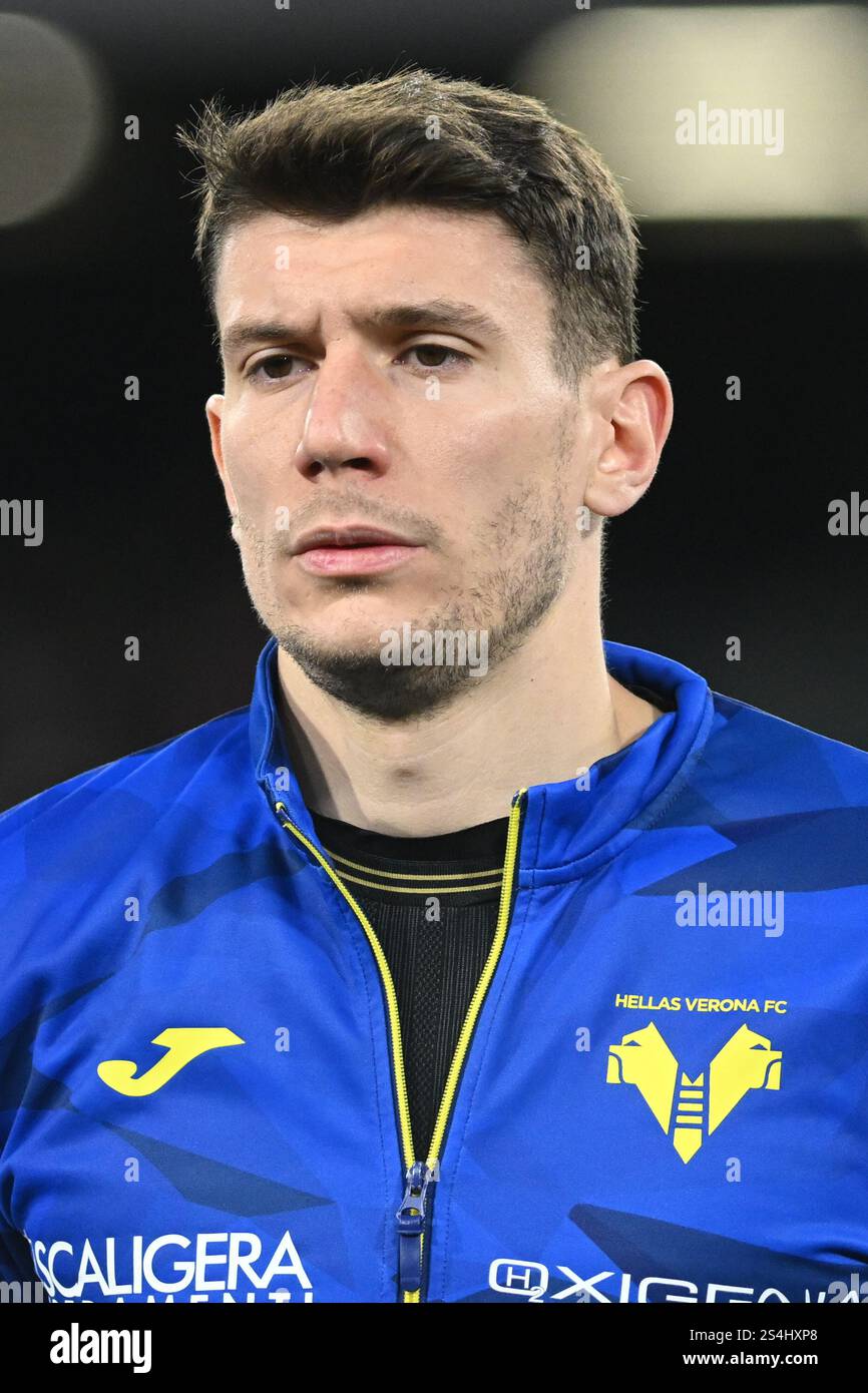 Naples, Italy. 12th Jan, 2025. Giangiacomo Magnani of Hellas Verona ...