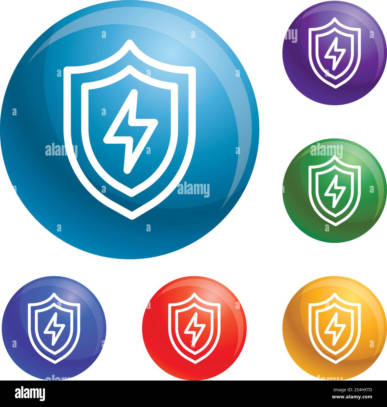Light shield icons set vector 6 color isolated on white background ...