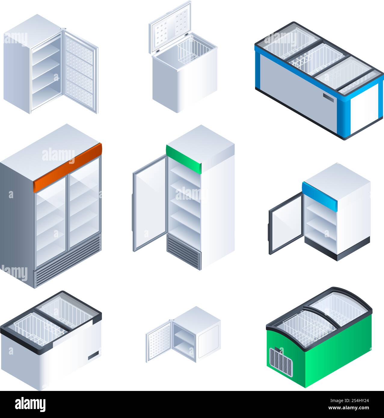 Freezer icon set. Isometric set of freezer vector icons for web design ...