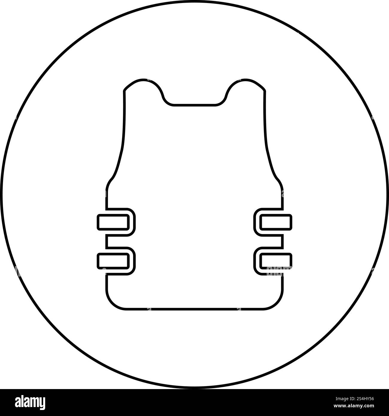 Bullet-proof vest flak jacket icon in circle round outline black color vector illustration flat ...