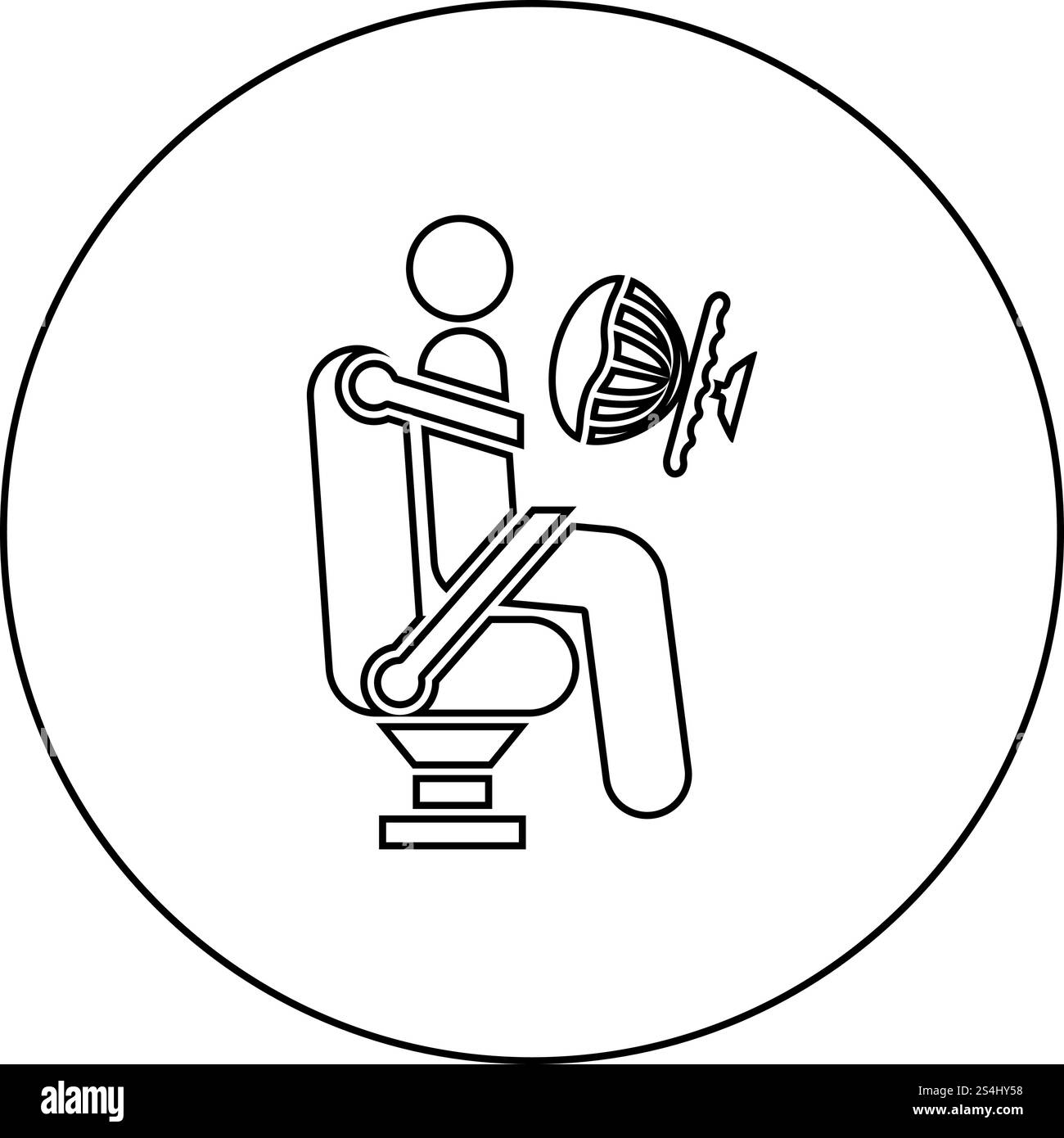 Driver at the wheel of a vehicle wearing a seat belt and airbag Man ...