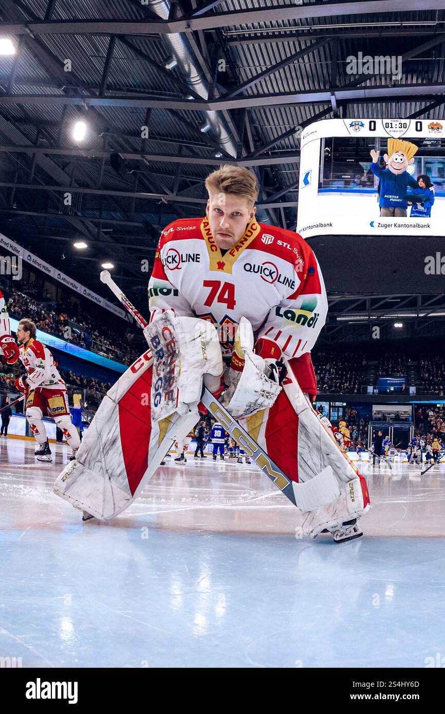 Goalkeeper Luis Janett #74 (EHC Biel-Bienne) from the NetCam ...