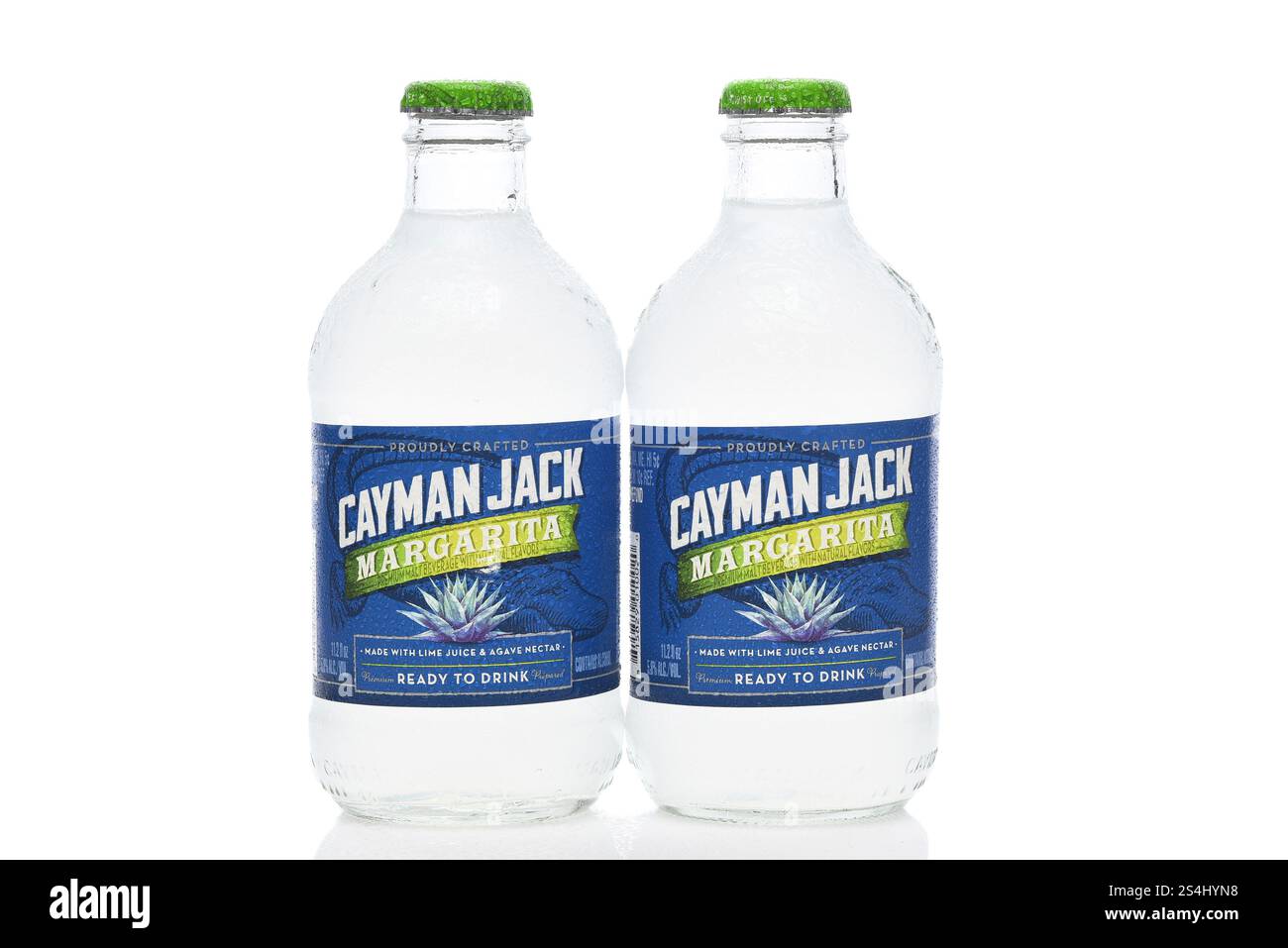 IRVINE, CALIFORNIA - 11 JAN 2025: Two Bottles of Cayman Jack Margarita ...
