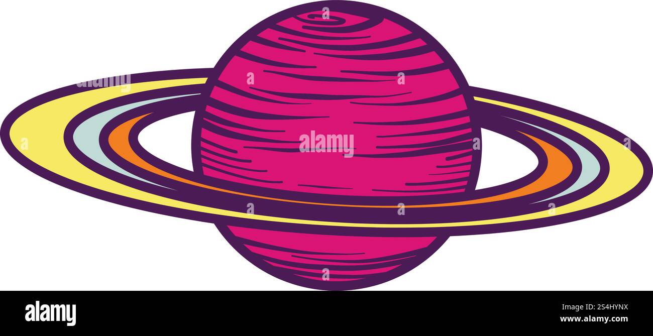 Saturn planet icon. Hand drawn illustration of saturn planet vector ...