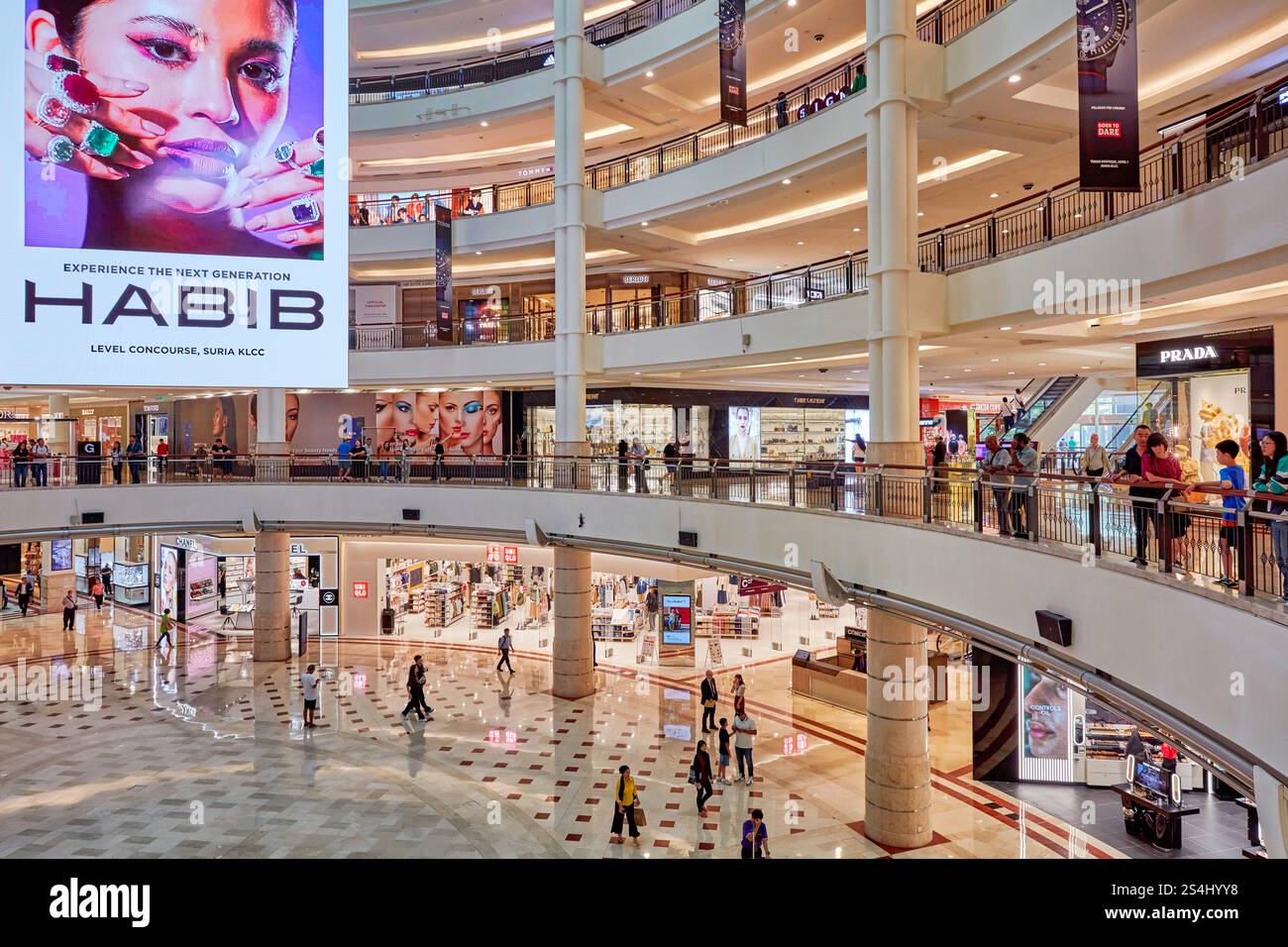 Interior view of the Suria KLCC, a luxury shopping mall in Kuala Lumpur ...