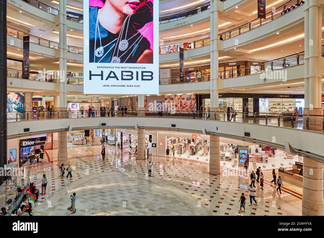 Interior view of the Suria KLCC, a luxury shopping mall in Kuala Lumpur ...