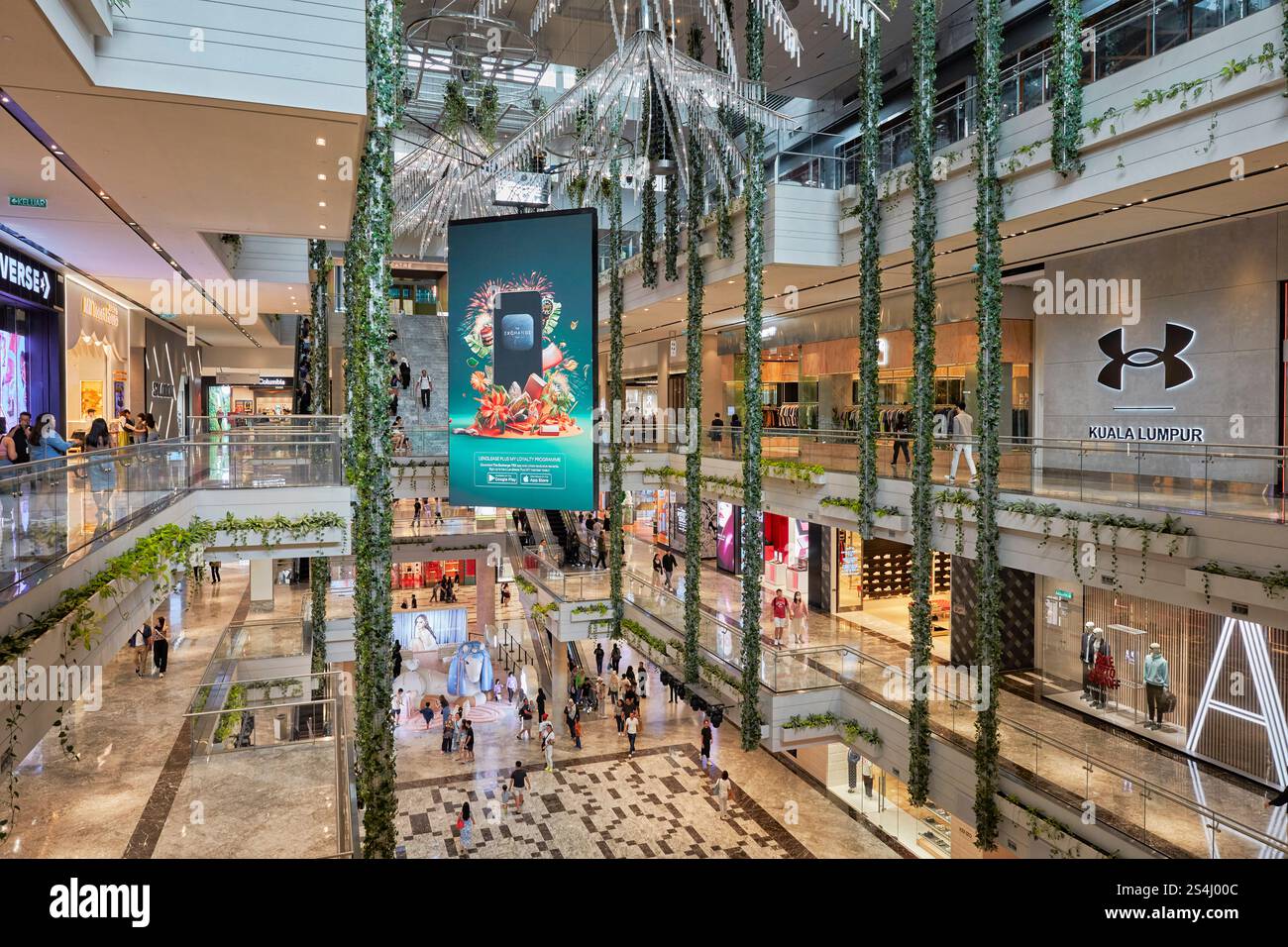 Interior view of the Exchange TRX, an upscale shopping mall in Kuala ...