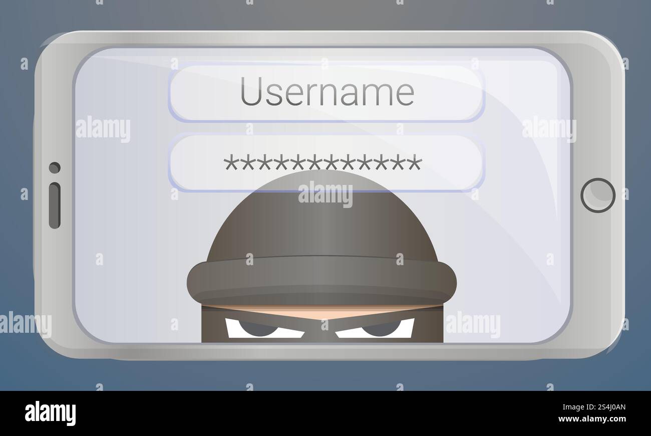 Login password phishing concept background. Cartoon illustration of ...