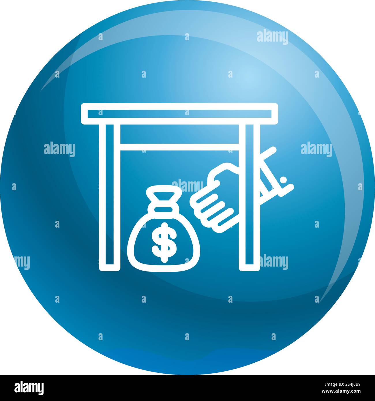 Under table money bag icon. Outline under table money bag vector icon ...