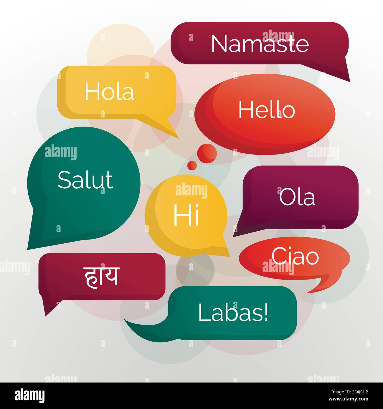 Hello bubble speech different concept background. Cartoon illustration ...