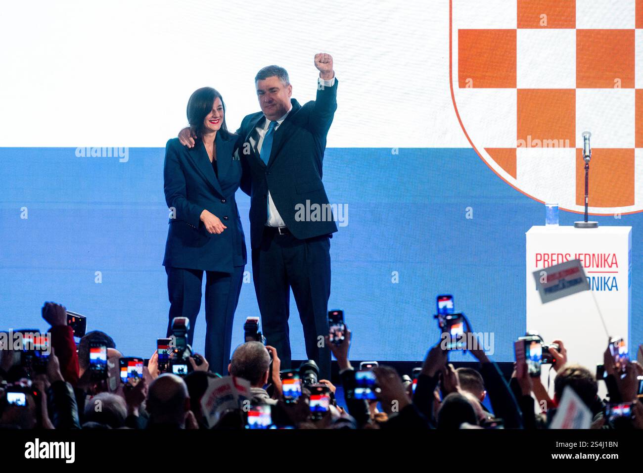 Re-elected Croatian President Zoran Milanovic with wife Sanja Music ...